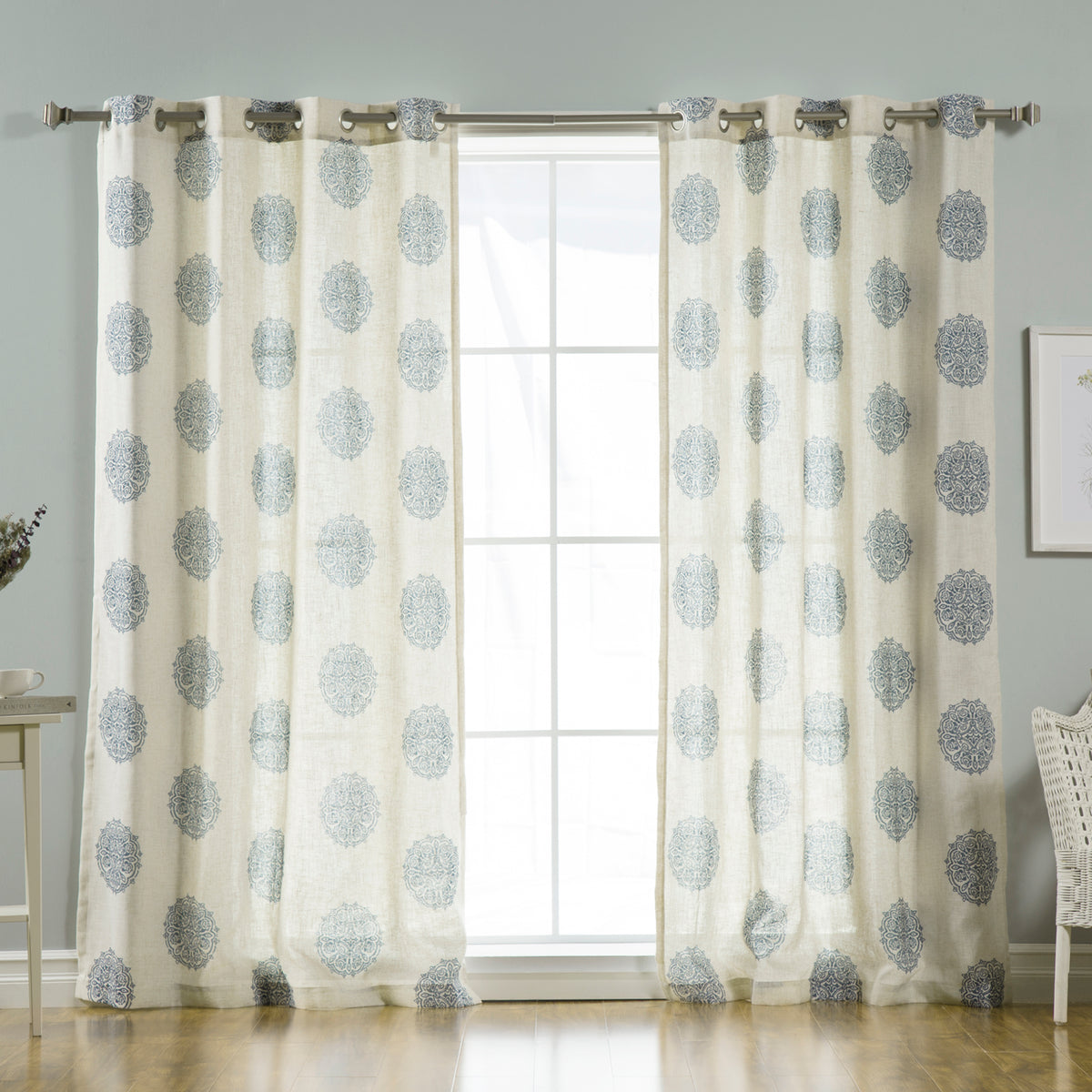 Linen Blend Medallion Curtains – Best Home Fashion